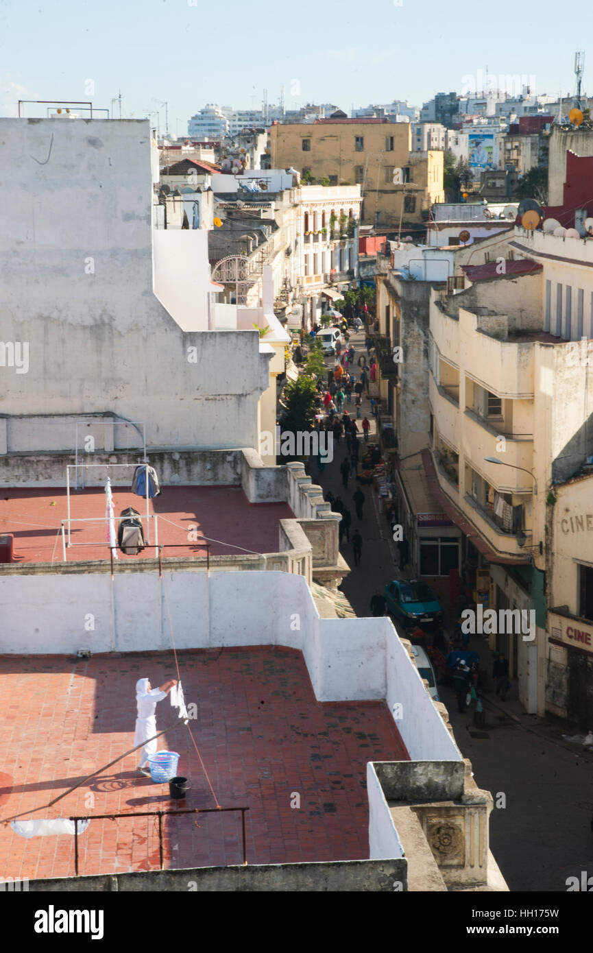 Rooftops and street in Tangiers. Morocco Stock Photo - Alamy