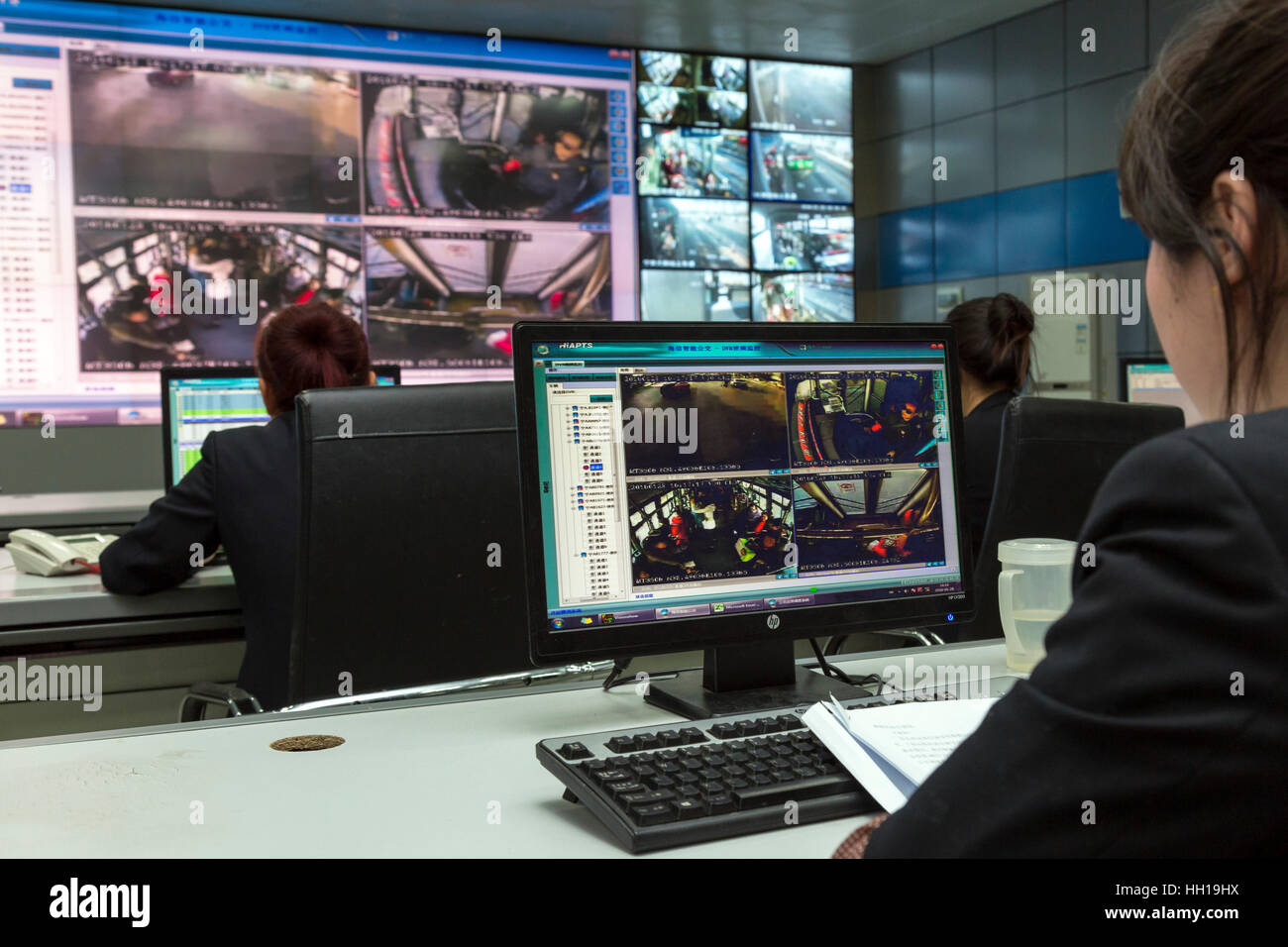 Control room for city bus company, Yinchuan, Ningxia, China Stock Photo ...