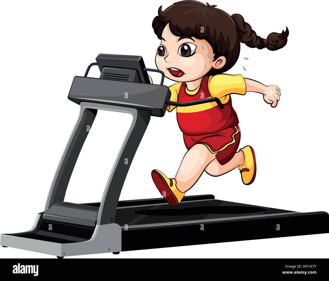 Girl running on treadmill illustration Stock Vector Image & Art - Alamy