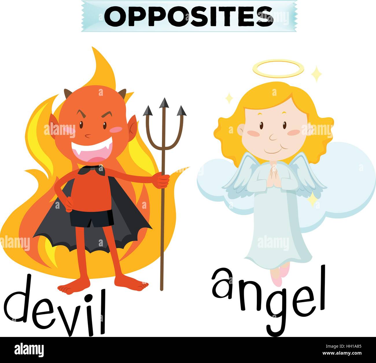 Devil and angel characters on white illustration Stock Vector Image ...