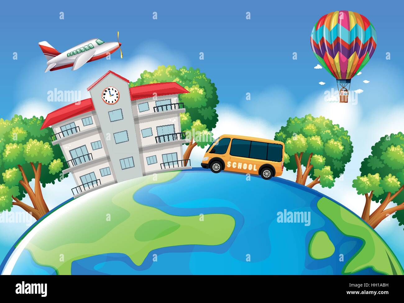 Clipart illustration schoolbus hi-res stock photography and images - Alamy