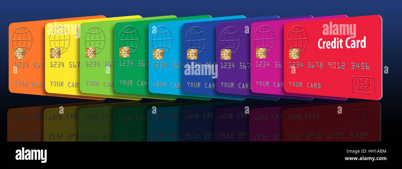 Credit cards in a spectrum of rainbow colors Stock Photo - Alamy