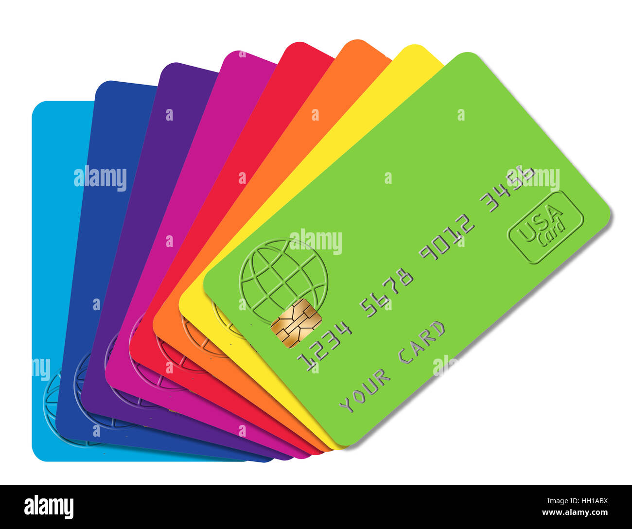 Credit cards in a spectrum of rainbow colors Stock Photo - Alamy