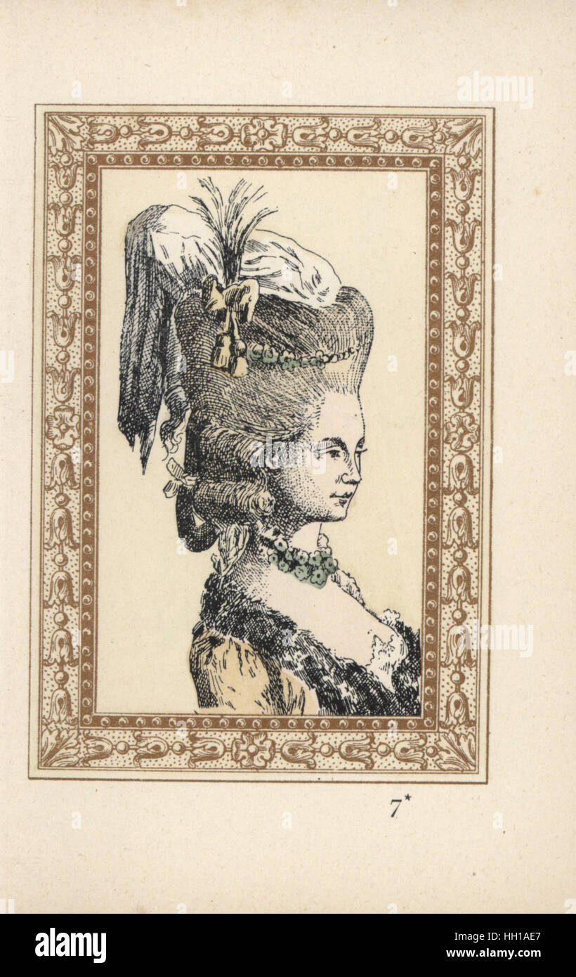 Woman in hairstyle with flowers, pearls and cap called the Circassian ...