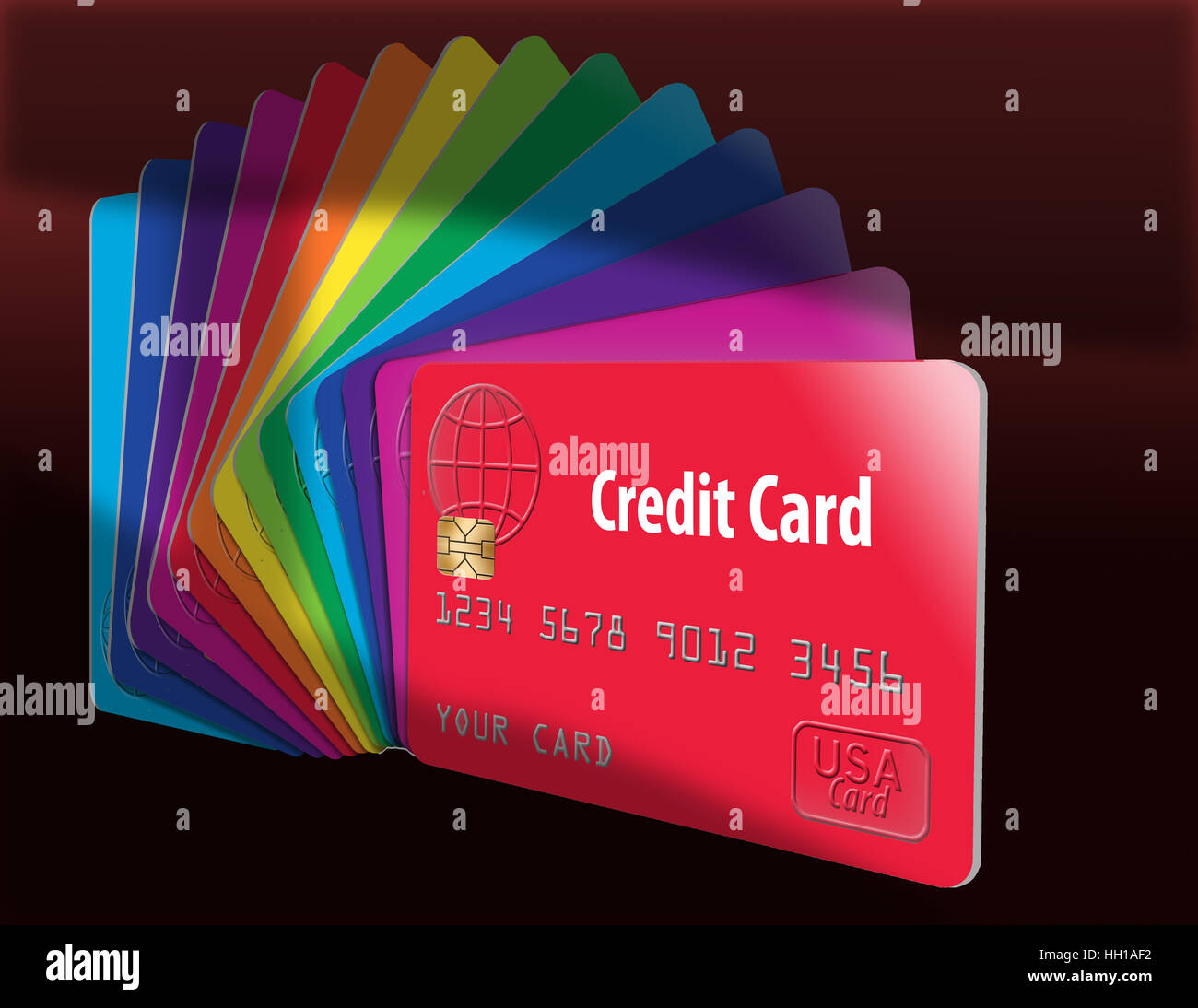 Credit cards in a spectrum of rainbow colors Stock Photo - Alamy