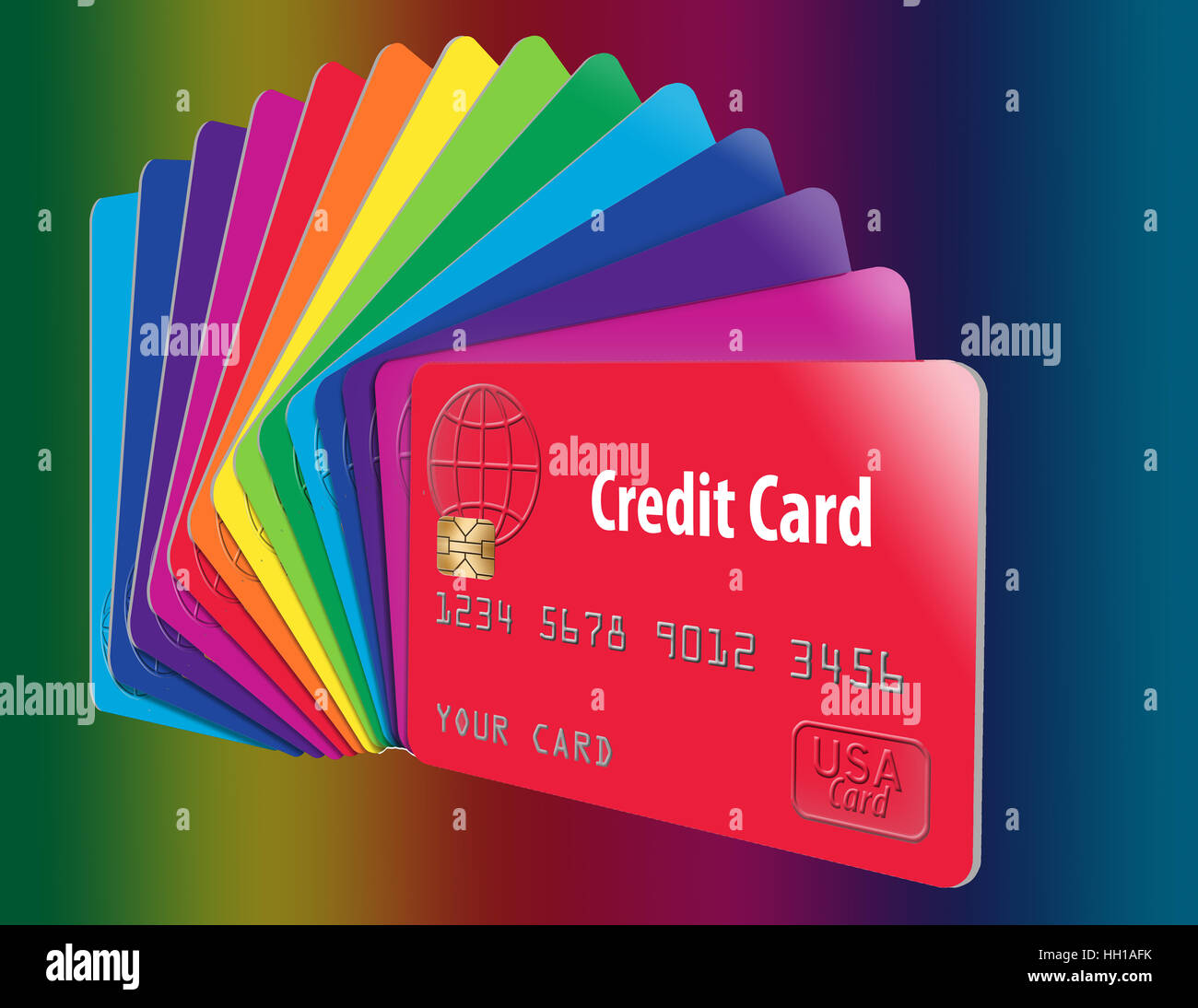 Bank cards in colors hi-res stock photography and images - Alamy