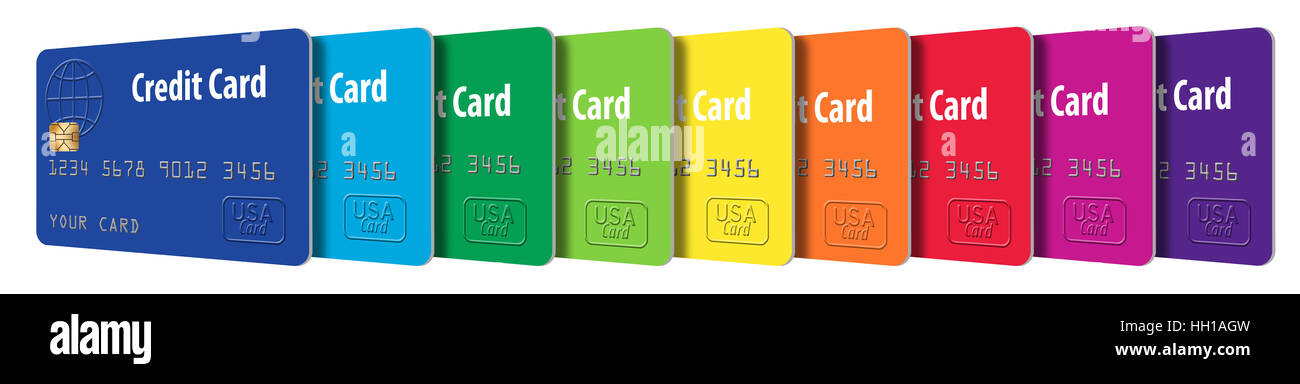 Credit cards in a spectrum of rainbow colors Stock Photo - Alamy