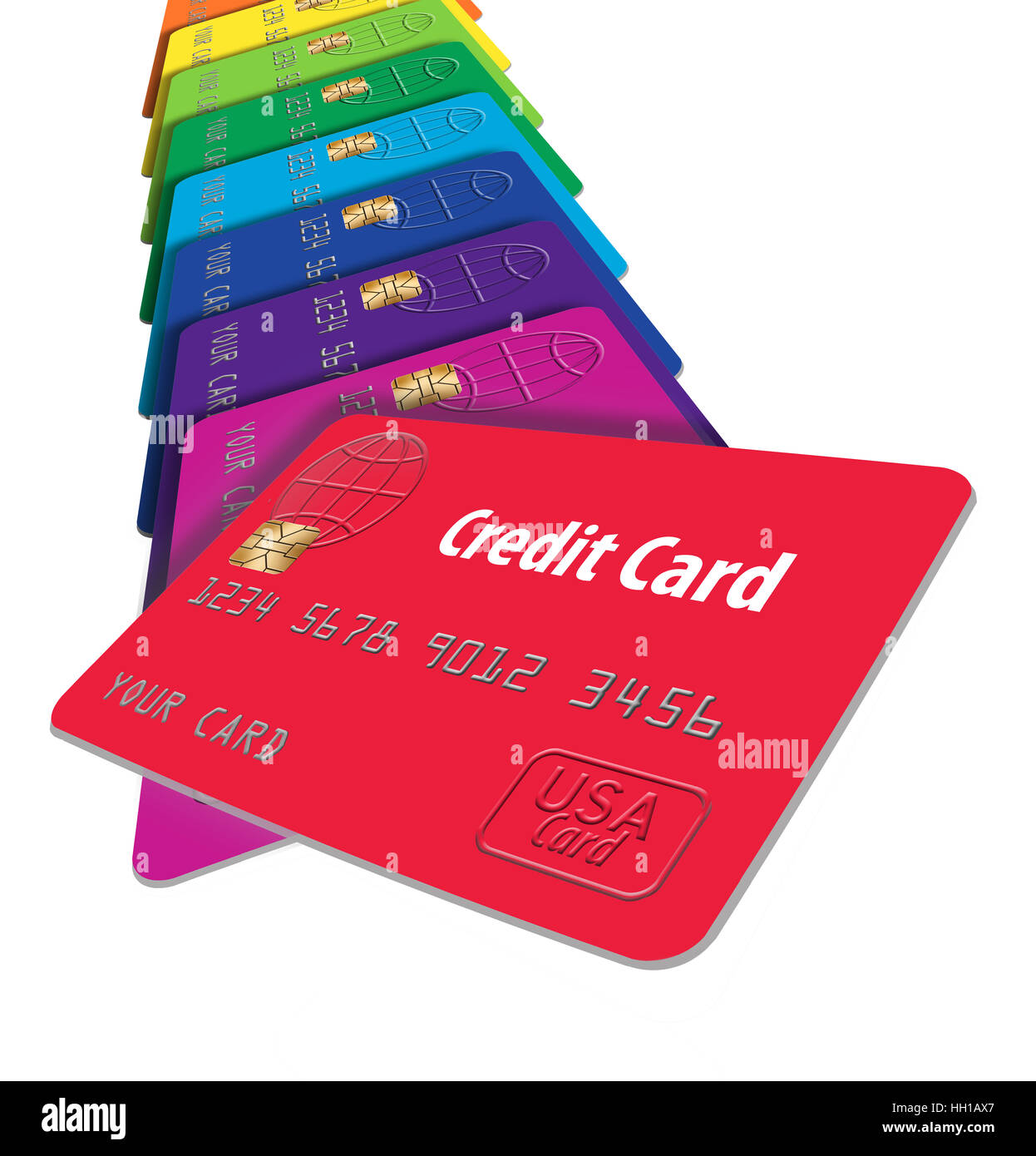 Credit cards in a spectrum of rainbow colors Stock Photo - Alamy