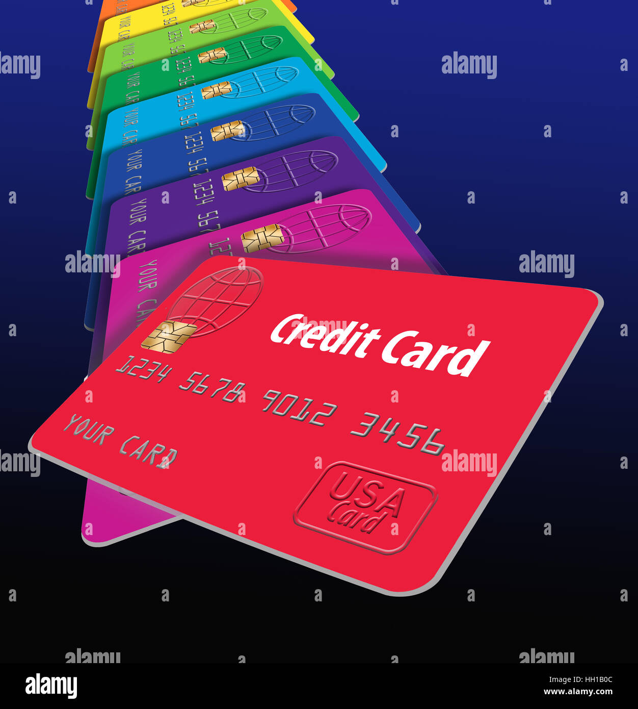 Credit cards in a spectrum of rainbow colors Stock Photo - Alamy