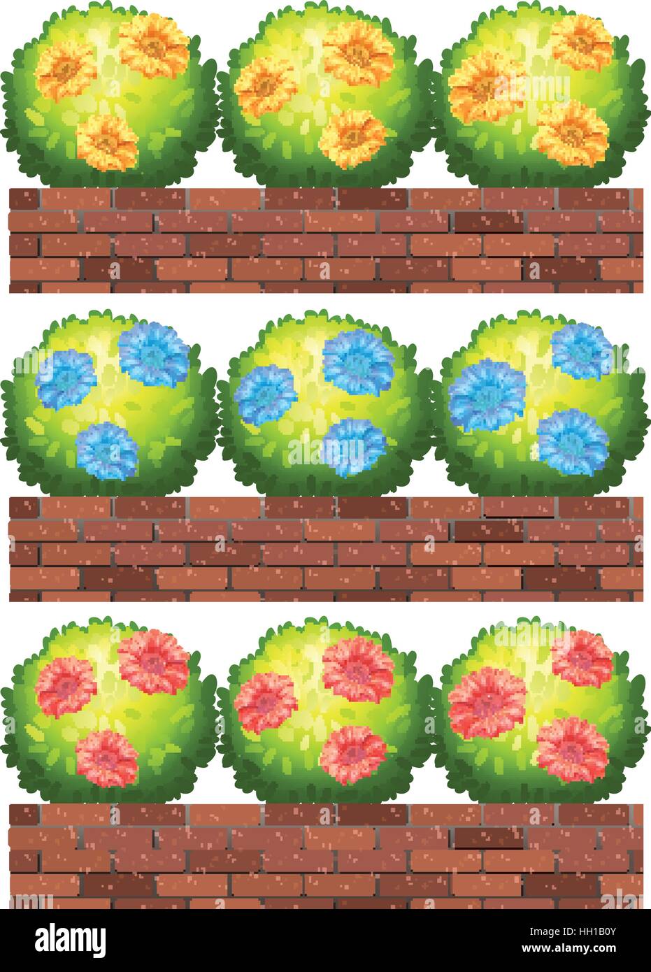 Flowers on the brick walls illustration Stock Vector Image & Art - Alamy