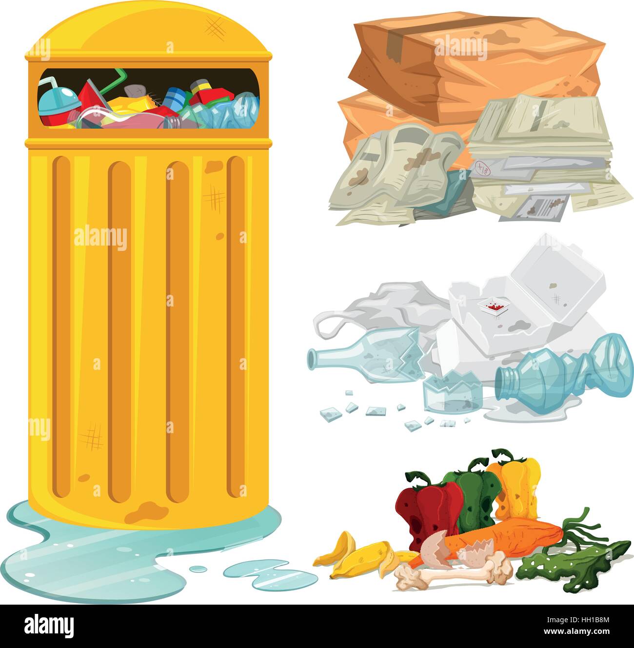 Dirty trash and garbage bin illustration Stock Vector Image & Art - Alamy