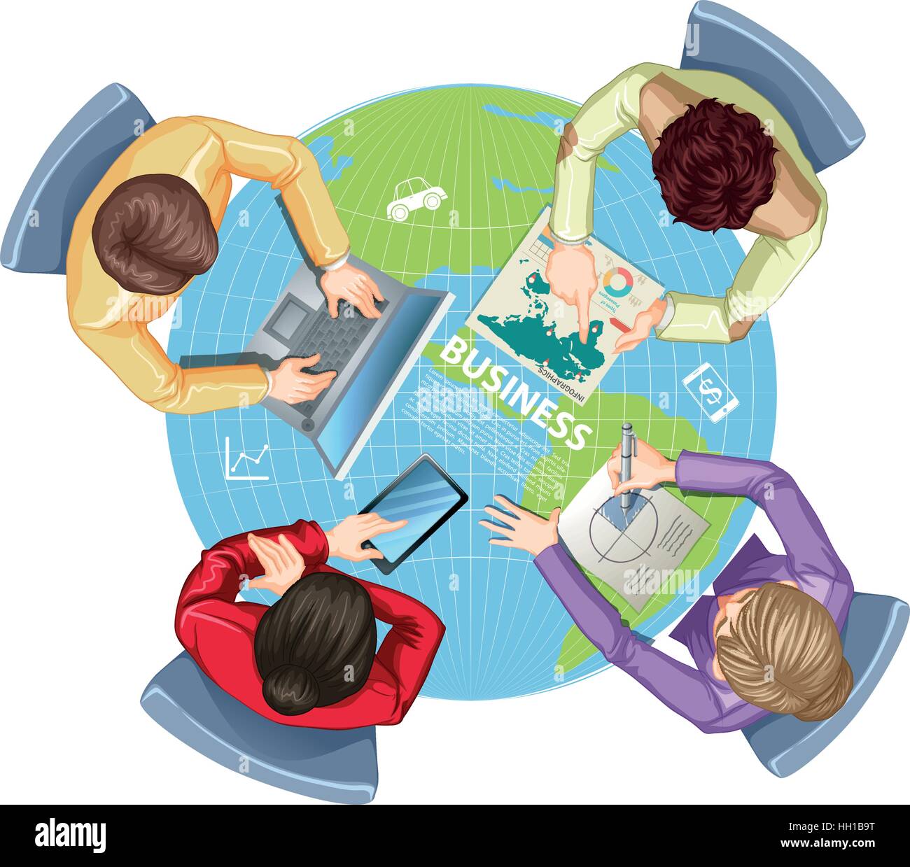 Business people working on computer illustration Stock Vector Image ...