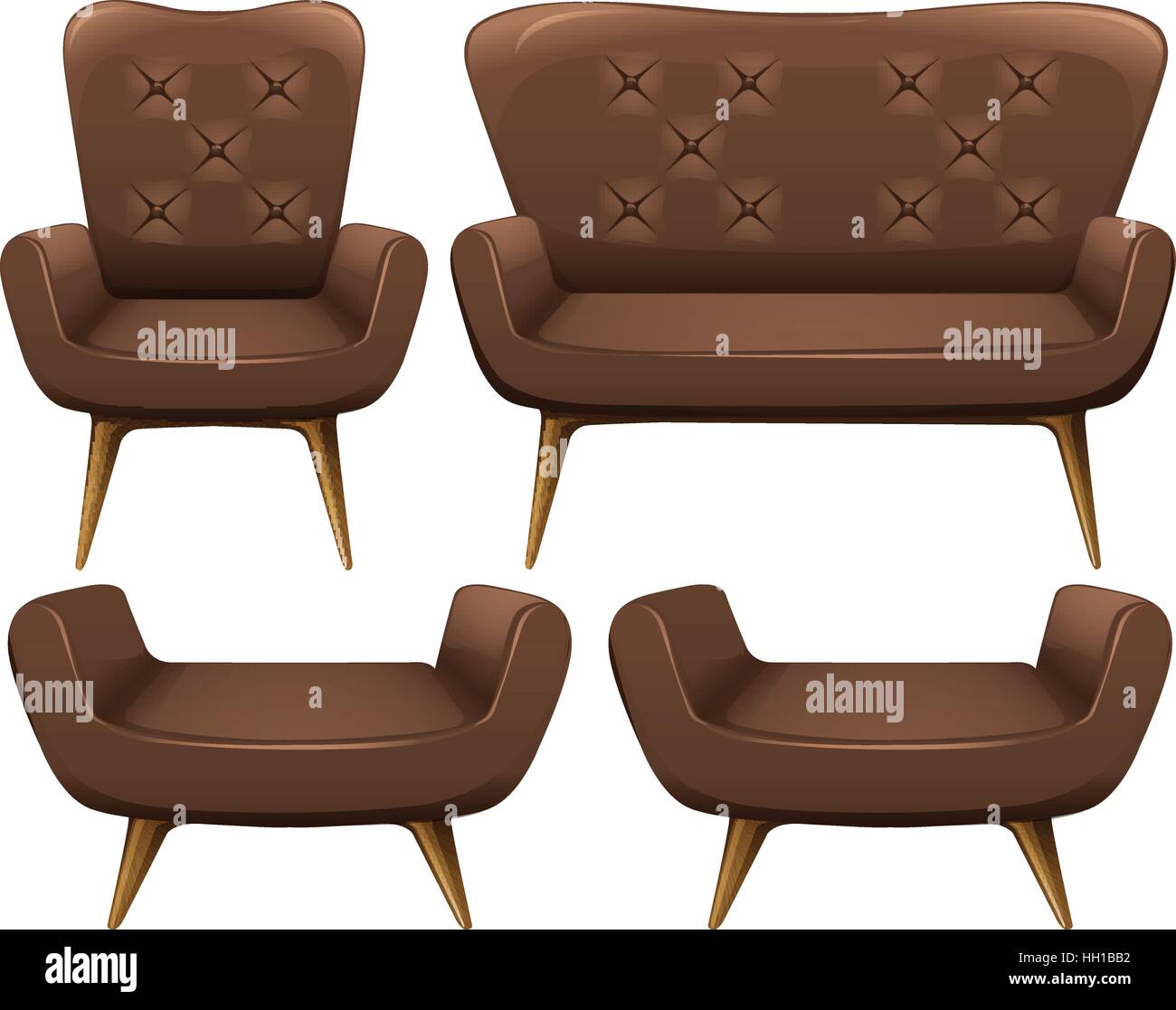 Chairs and sofa in brown color illustration Stock Vector Image & Art ...