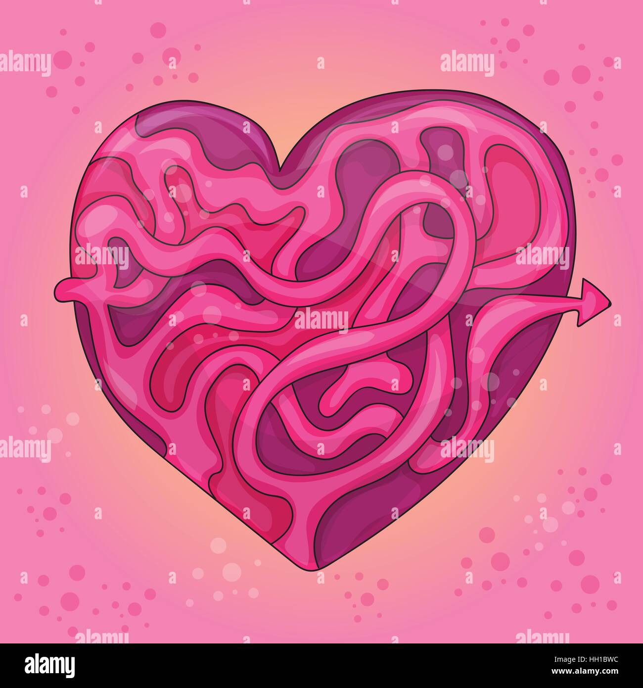 Labyrinth in the form of heart. Puzzle - Maze vector Stock Vector Image ...