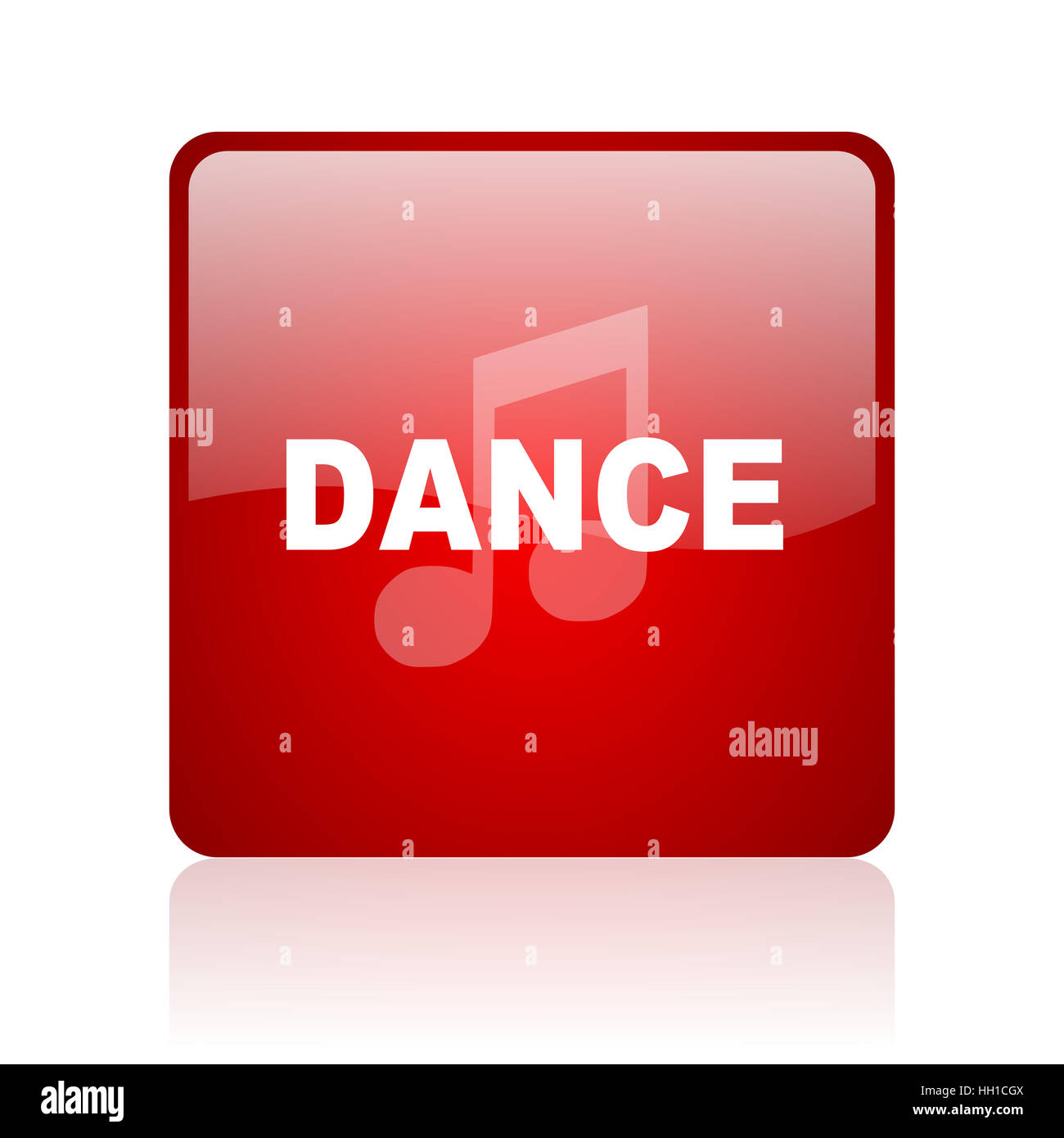 dance music red square web glossy icon Stock Photo - Alamy