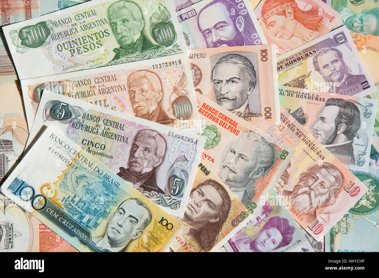 Variety of South American banknotes Stock Photo - Alamy
