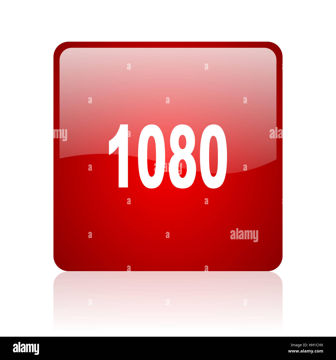 1080 red square web glossy icon Stock Photo - Alamy