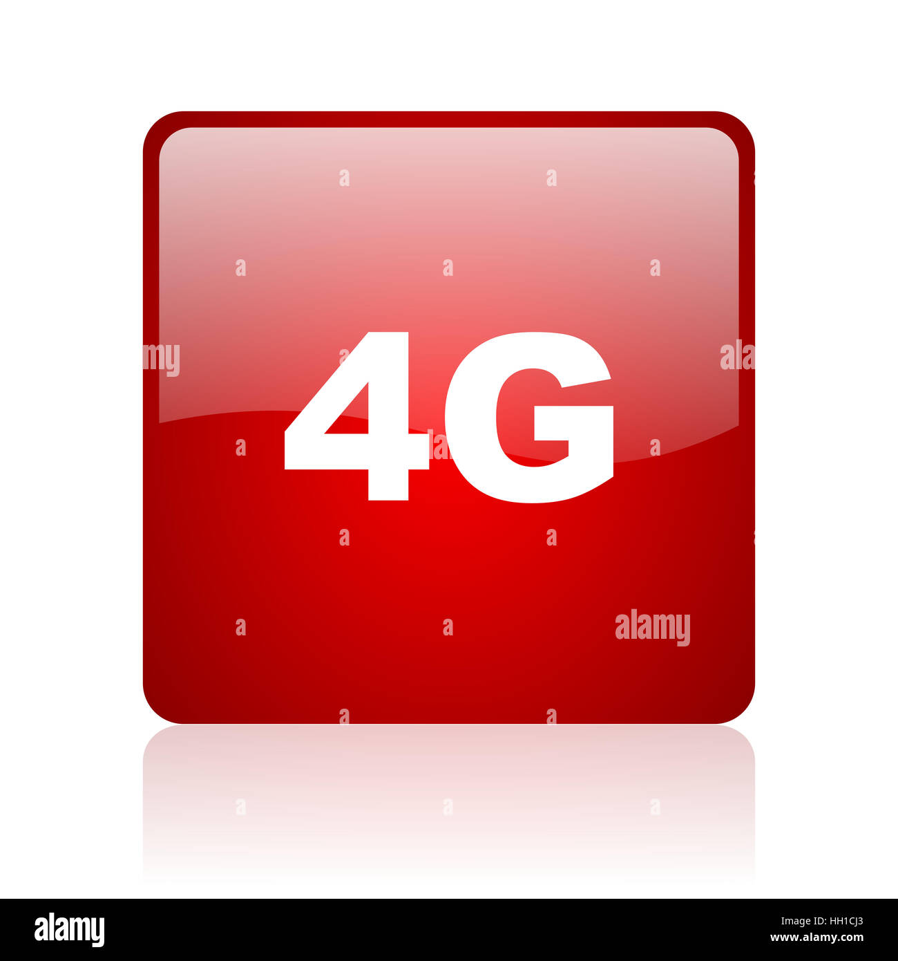 4g red square web glossy icon Stock Photo - Alamy