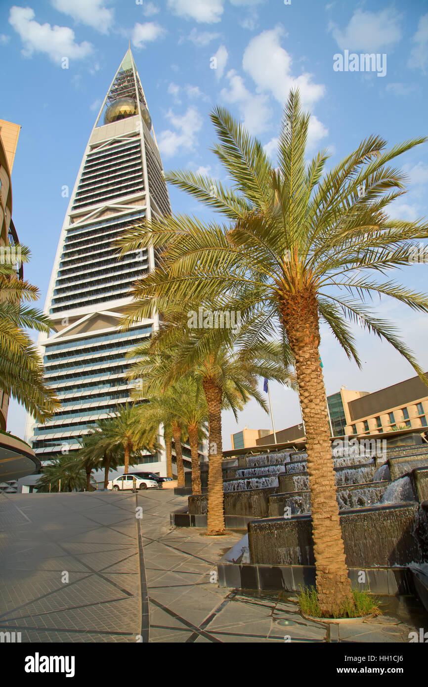 RIYADH - AUGUST 22: Sunset light at Al Faisaliah tower facade on August ...