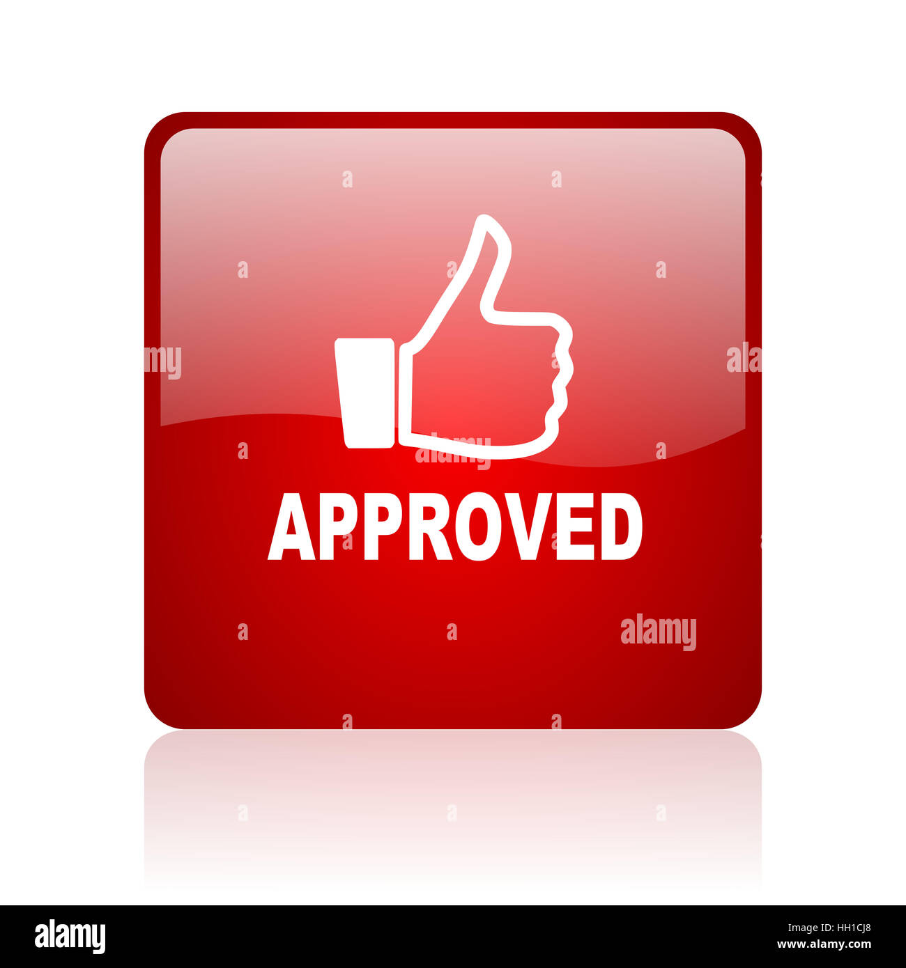 approved red square web glossy icon Stock Photo - Alamy
