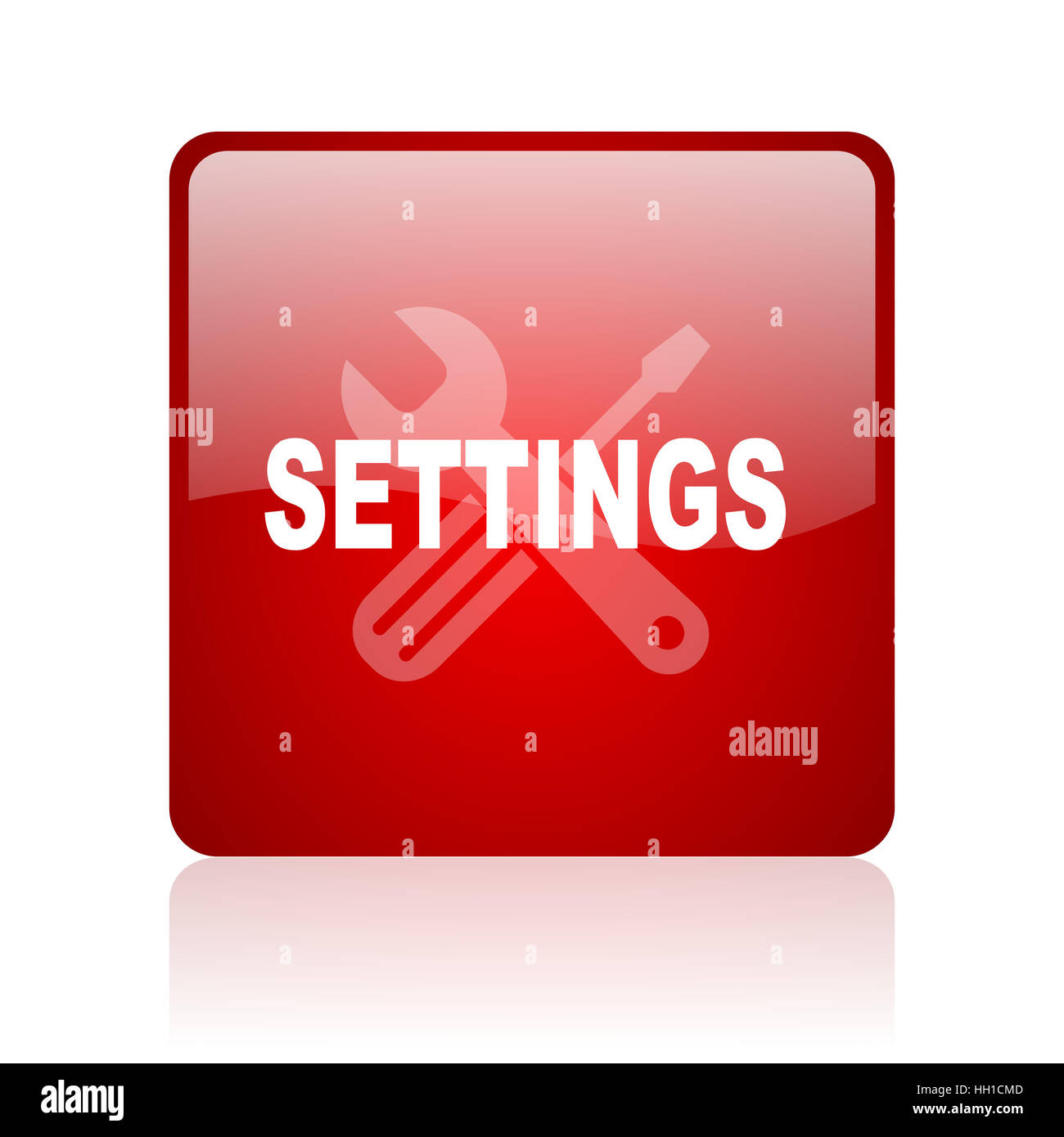 settings red square web glossy icon Stock Photo - Alamy