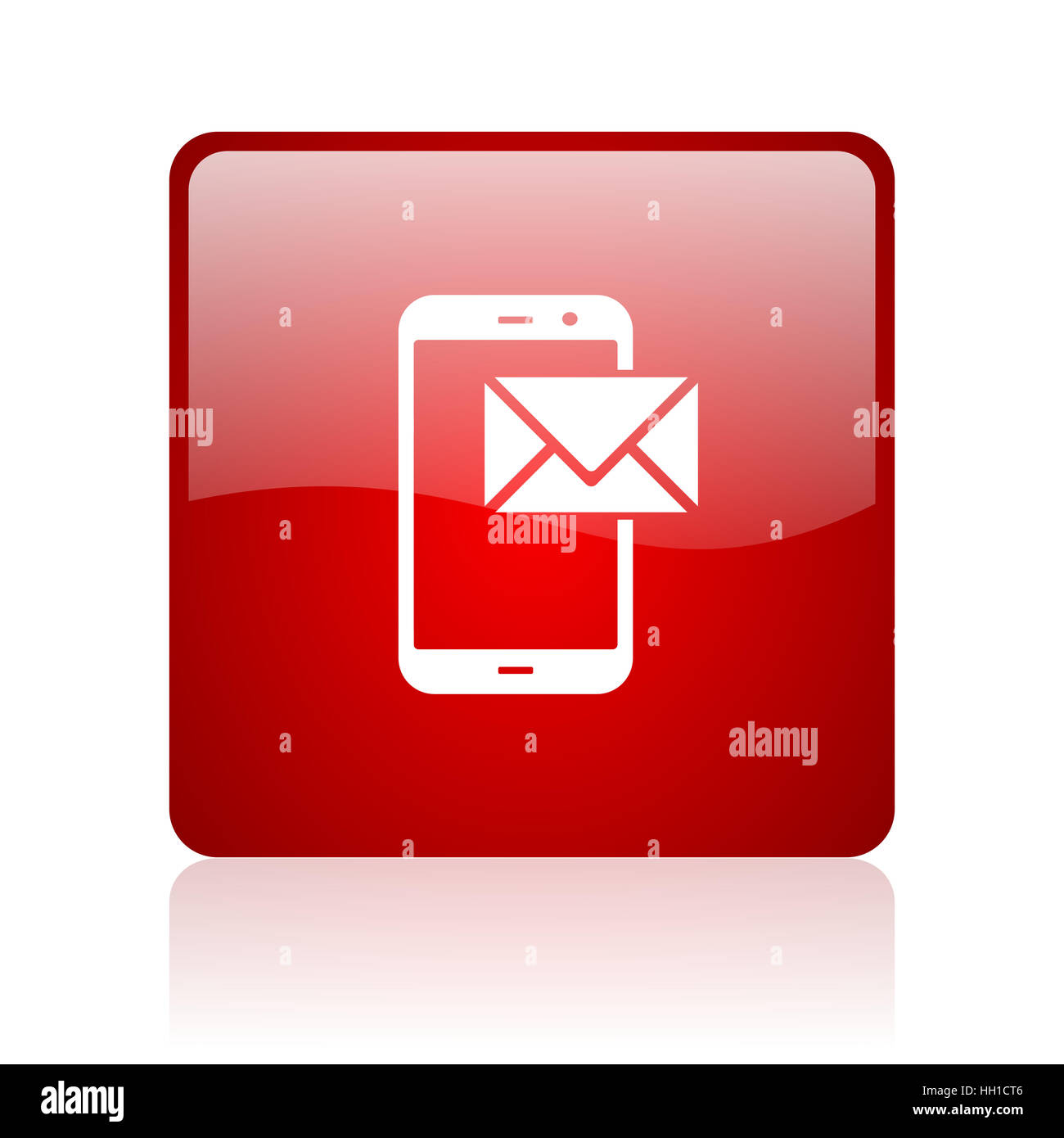 mail red square web glossy icon Stock Photo - Alamy