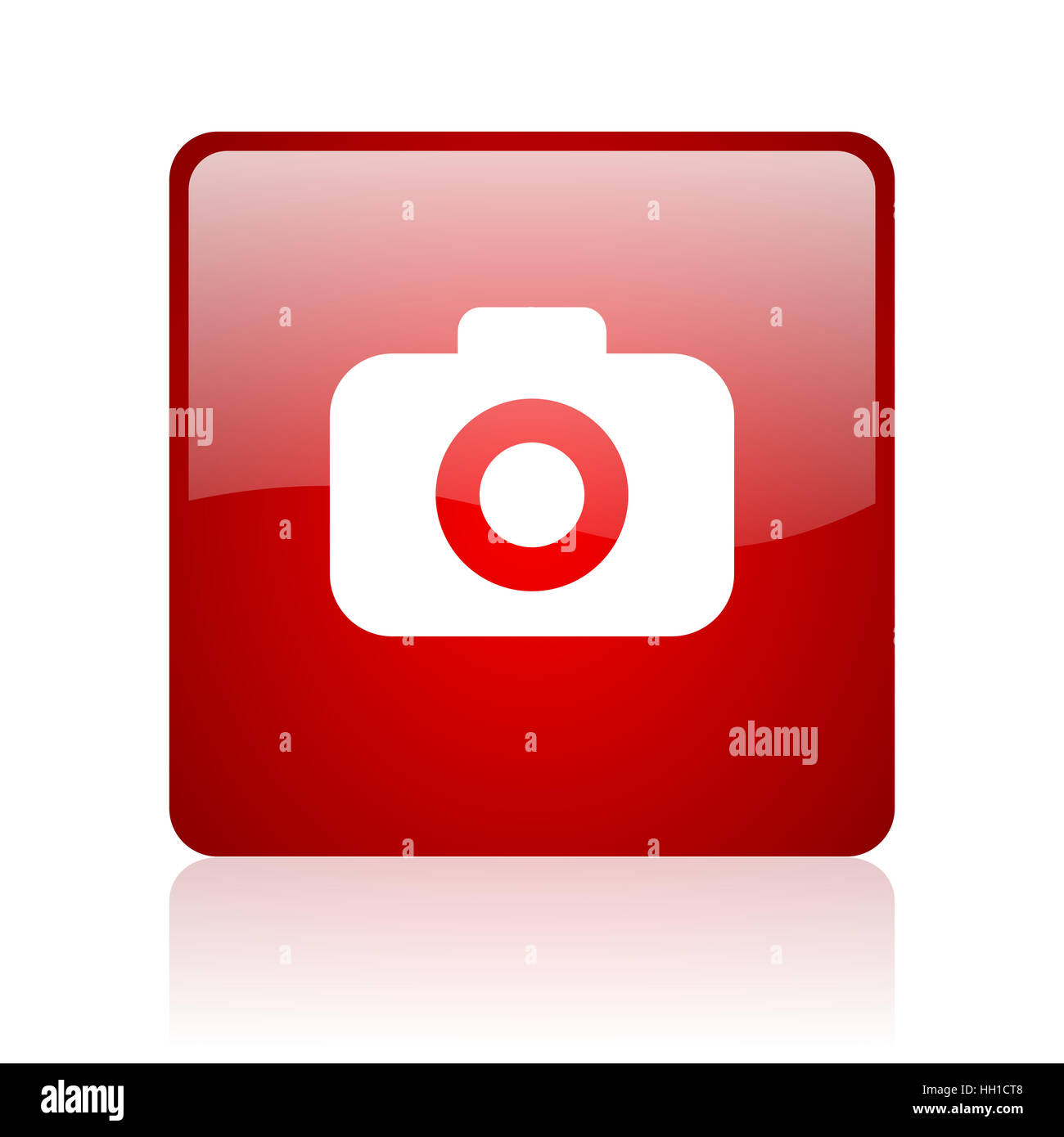 photo camera red square web glossy icon Stock Photo - Alamy