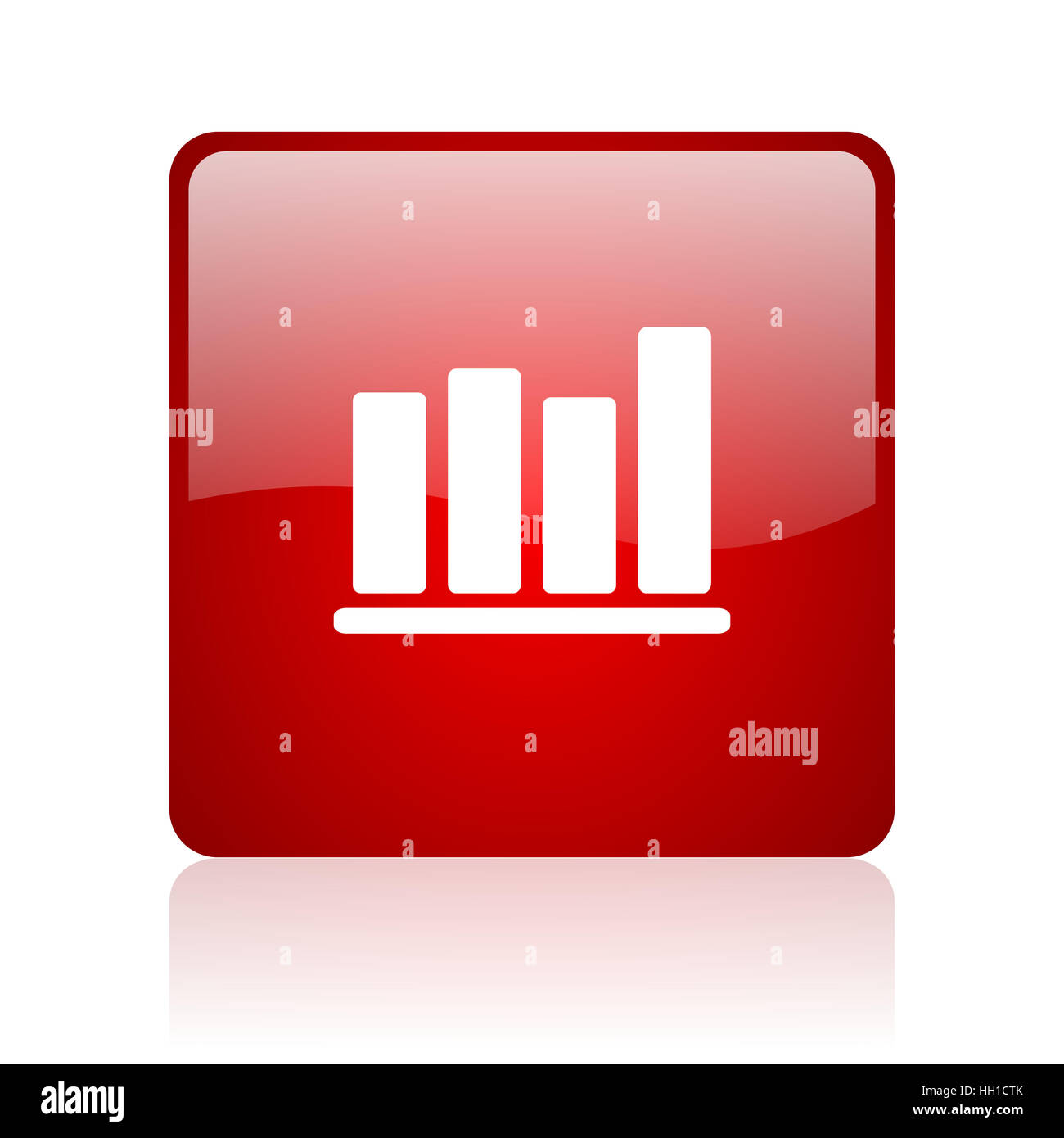 bar chart red square web glossy icon Stock Photo - Alamy