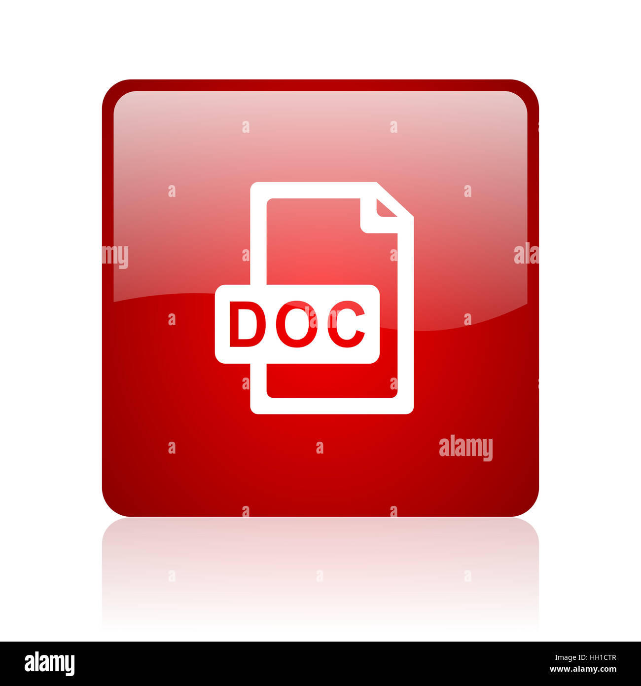 doc file red square web glossy icon Stock Photo - Alamy
