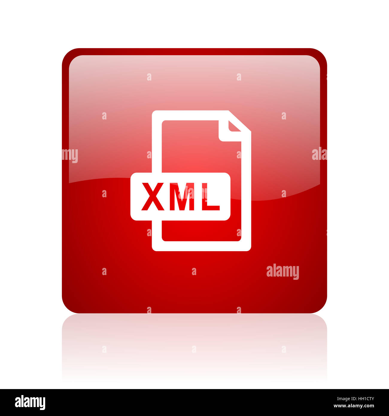 xml file red square web glossy icon Stock Photo - Alamy