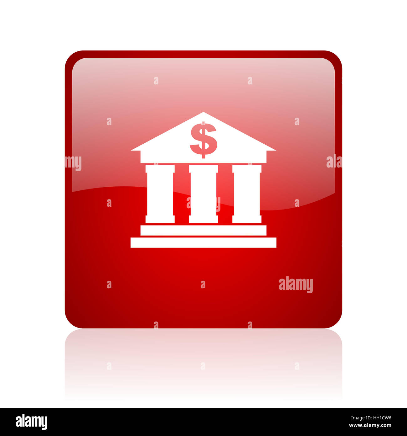 bank red square web glossy icon Stock Photo - Alamy