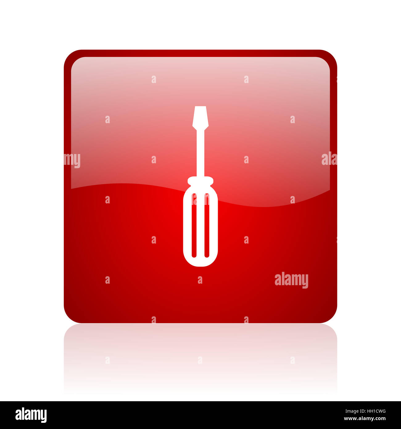 tool red square web glossy icon Stock Photo - Alamy