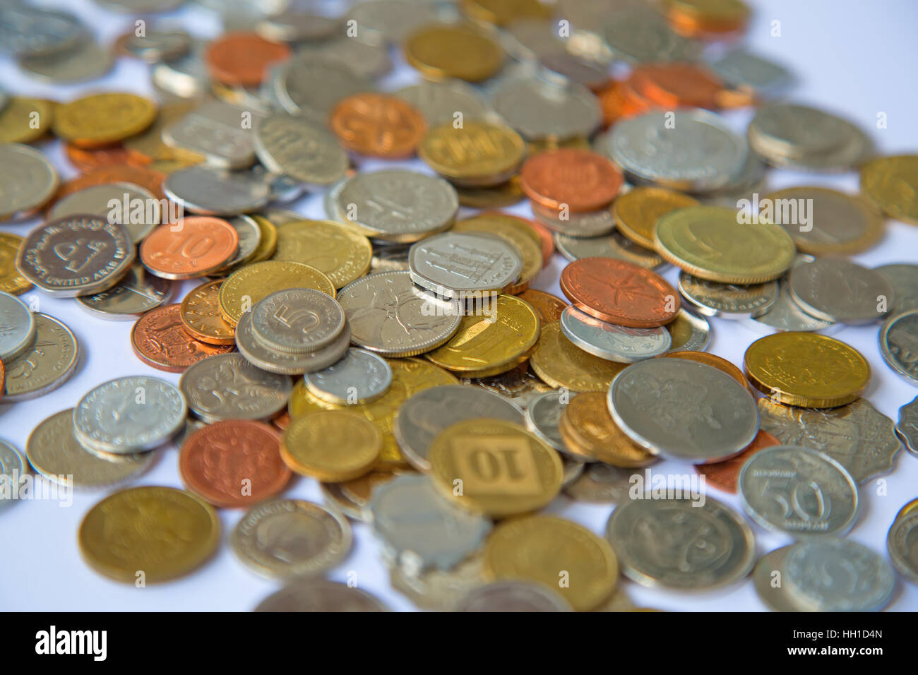 Collection of the old circulated coins Stock Photo - Alamy