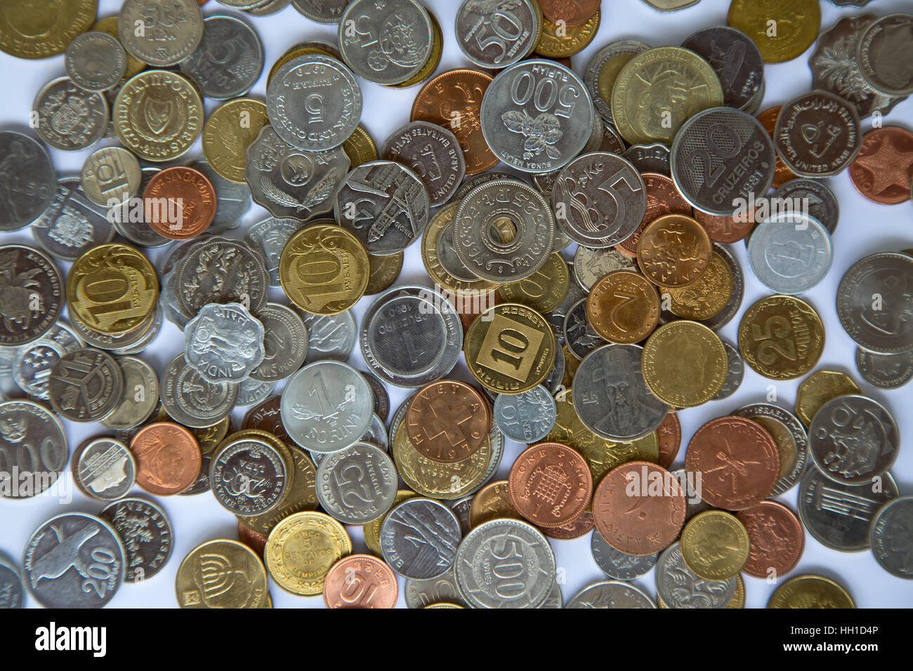 Collection of the old circulated coins Stock Photo - Alamy