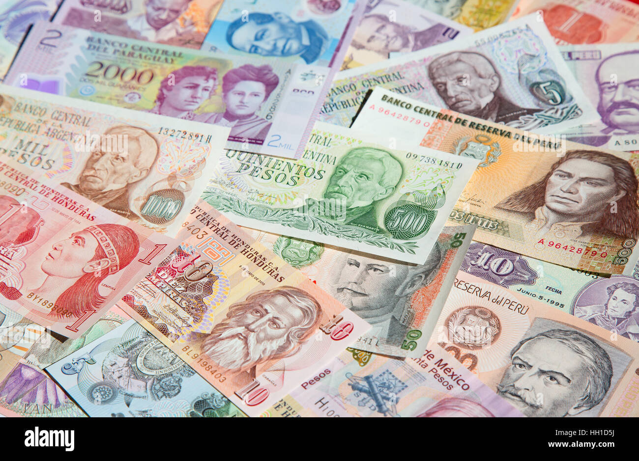 Variety of South American banknotes Stock Photo - Alamy