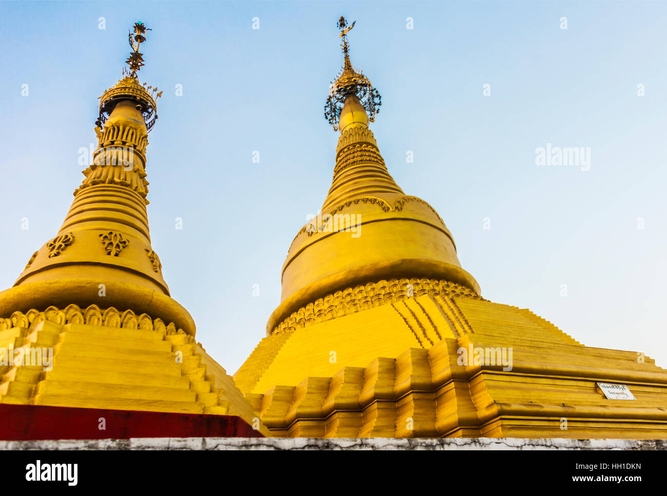 Golden Stupa, Buddhist temple, Shwedagon Pagoda, Yangon, Myanmar Stock ...