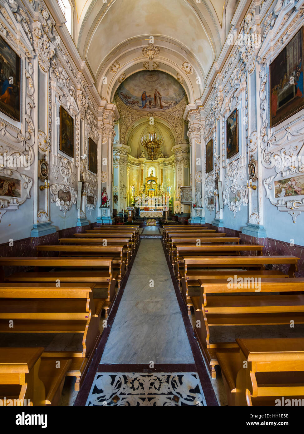 Interior, church of San Giuseppe, historic centre, Taormina, Sicily ...