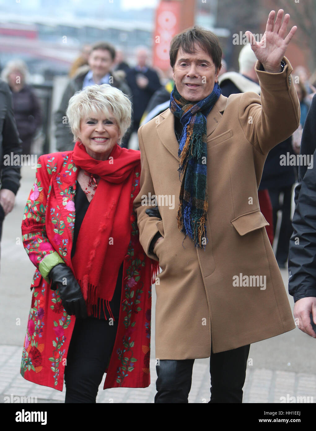 Cliff Richard singing on the south bank. Holly Willoughby, Philip ...