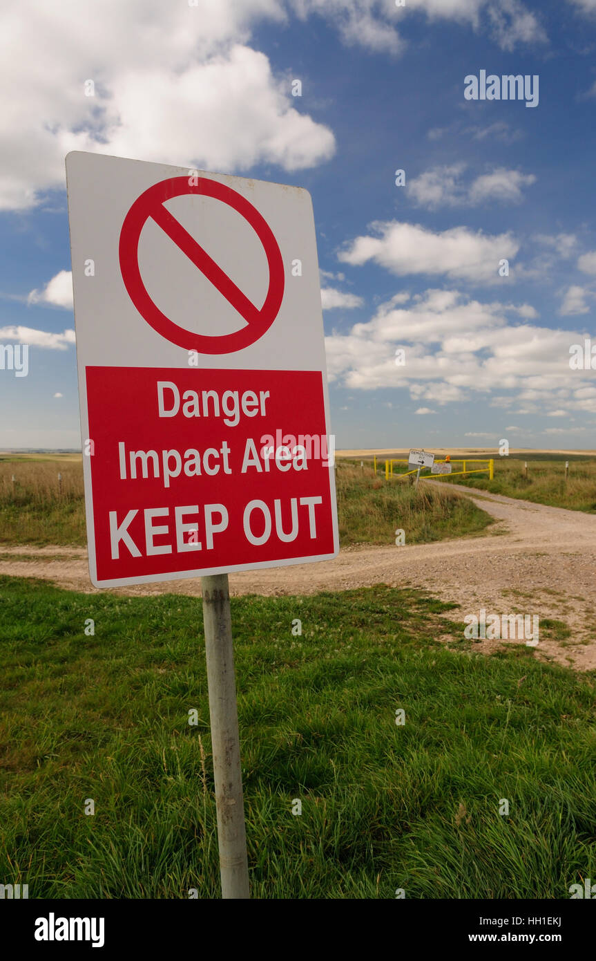 Warning sign in the military training area on Salisbury Plain Stock ...