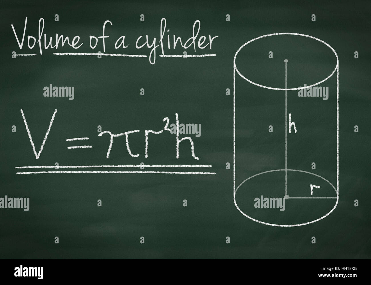 Volume of a cylinder on a chalkboard Stock Photo - Alamy
