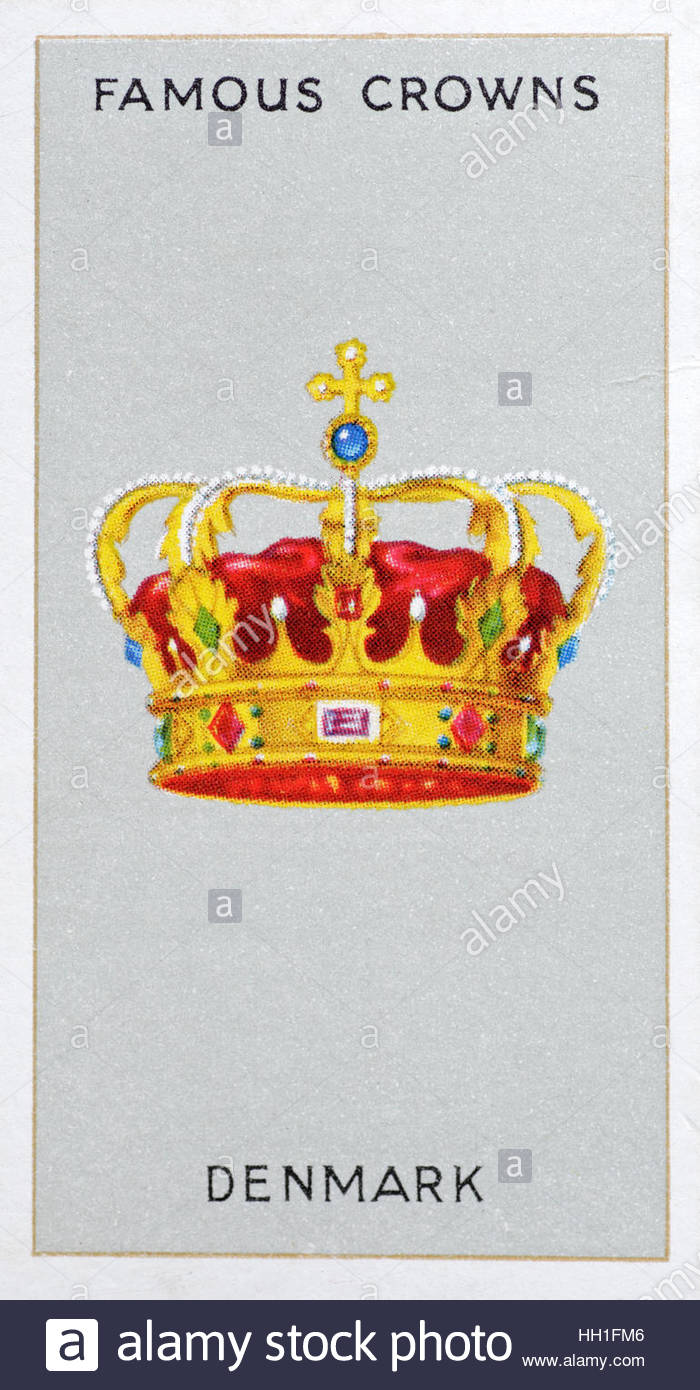 Denmark crown - Famous Crowns, cigarette cards issued in 1938 by ...
