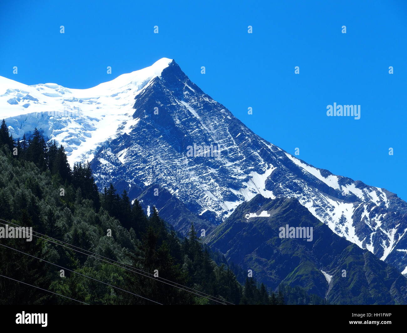 MONT BLANC massif of high alpine mountains range in french ALPS ...
