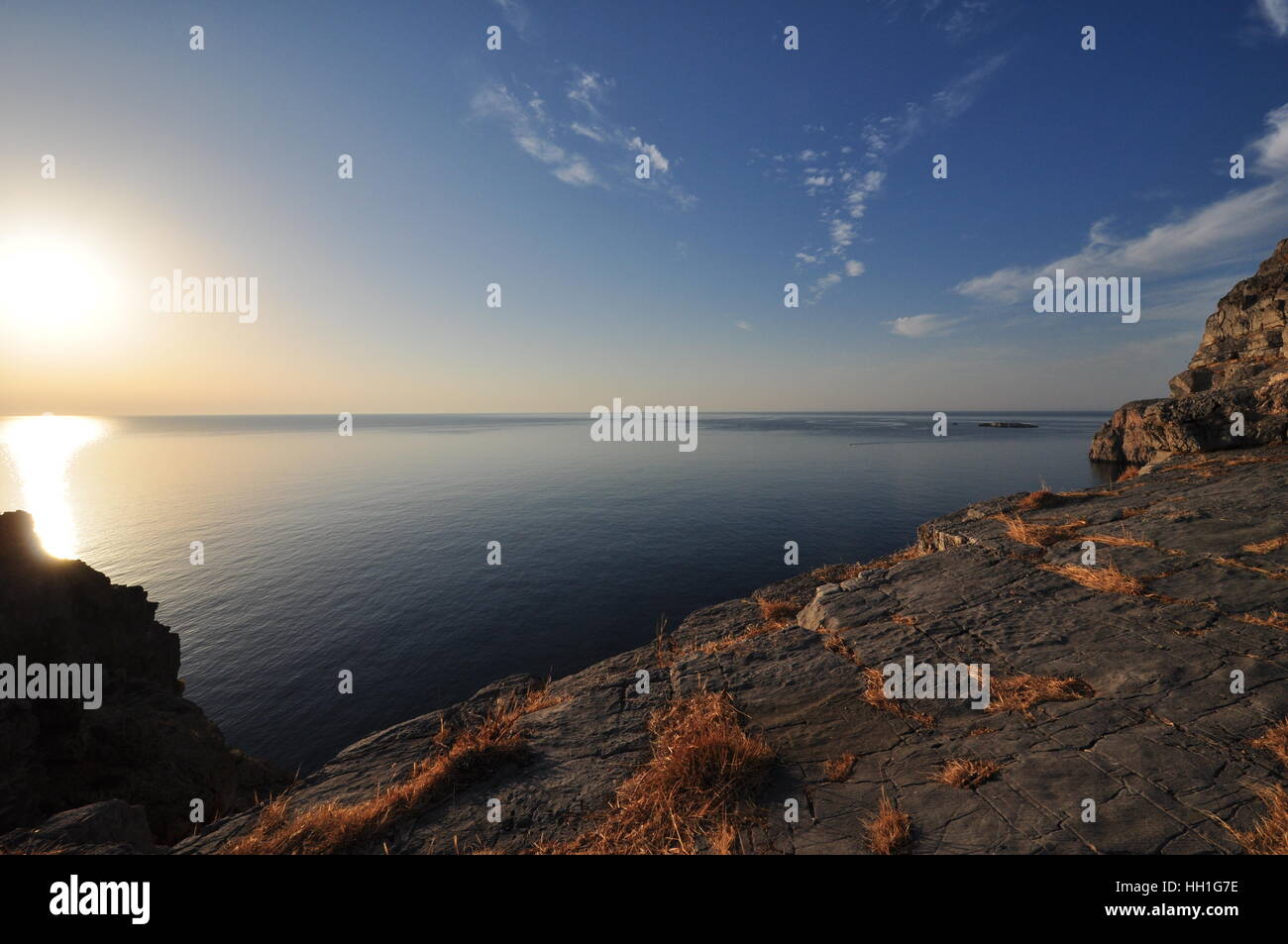 Seascape at sunrise, Lindos, Rhodes, Greece Stock Photo - Alamy