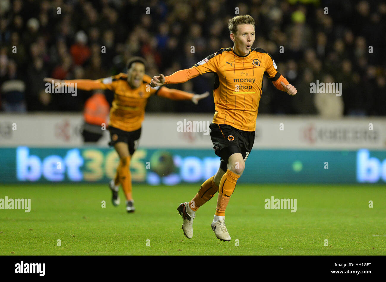 Wolverhampton Wanderers' Joe Mason celebrates scoring his sides opening ...