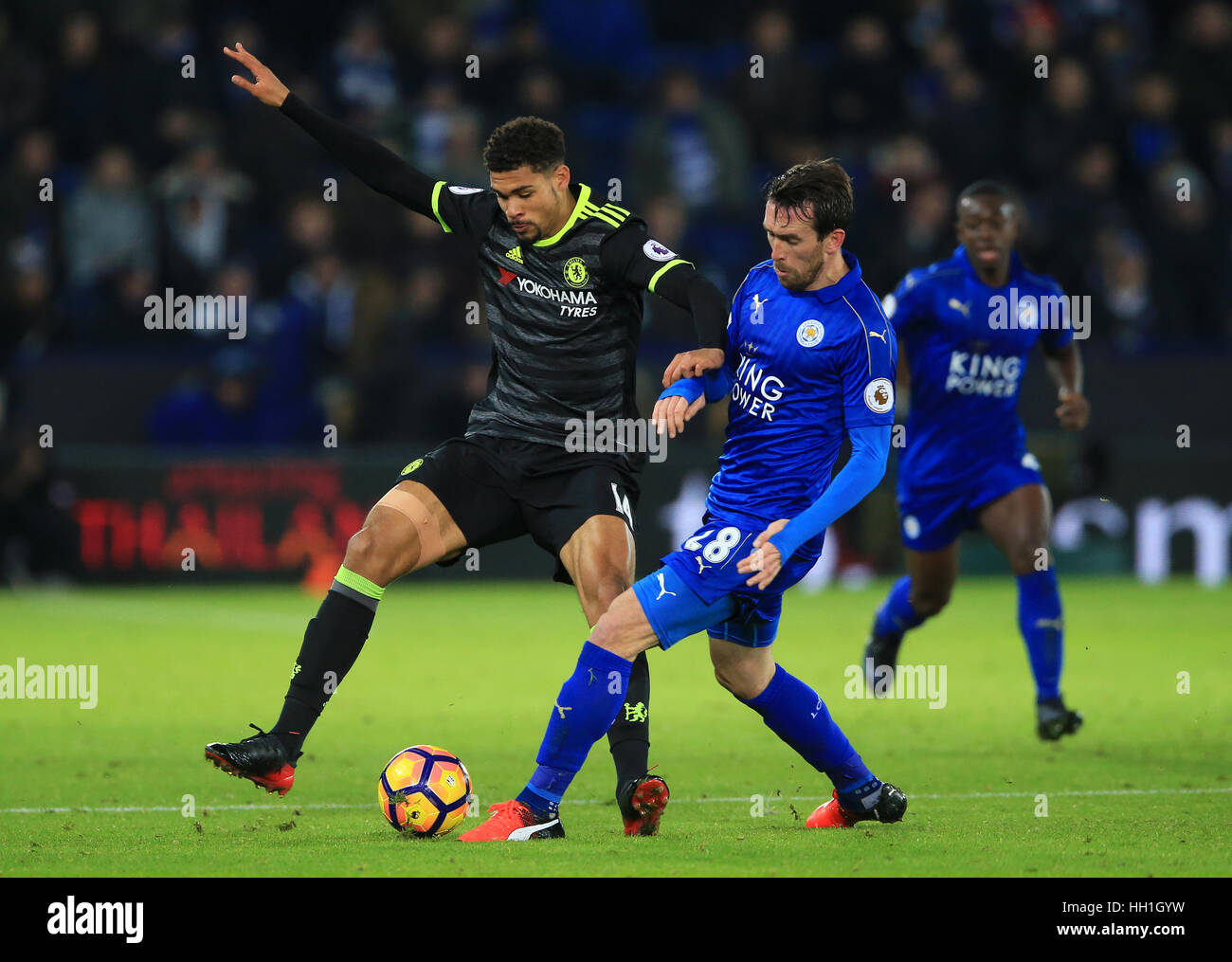 Chelsea's Ruben Loftus-Cheek (left) and Leicester City's Christian ...