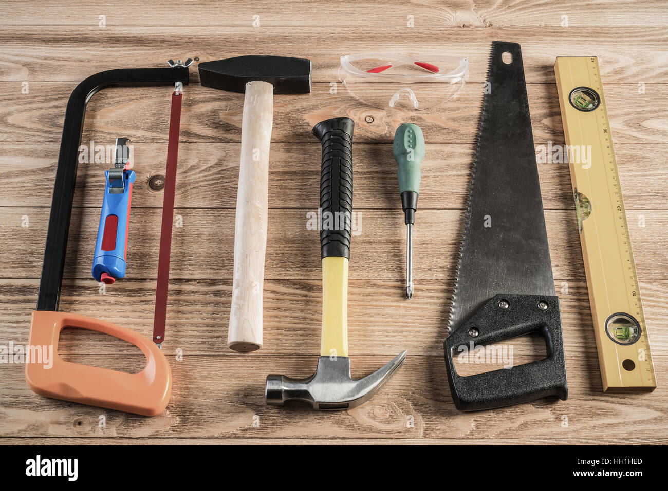Instruments on wooden table Stock Photo - Alamy