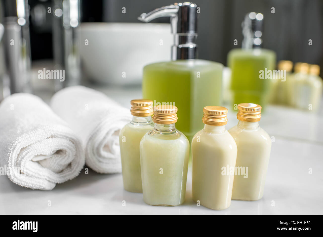 Hotel cosmetics in the bathroom Stock Photo - Alamy