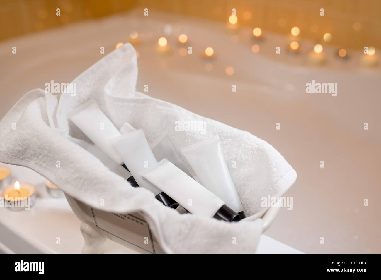 Hotel cosmetics in the bathroom Stock Photo - Alamy