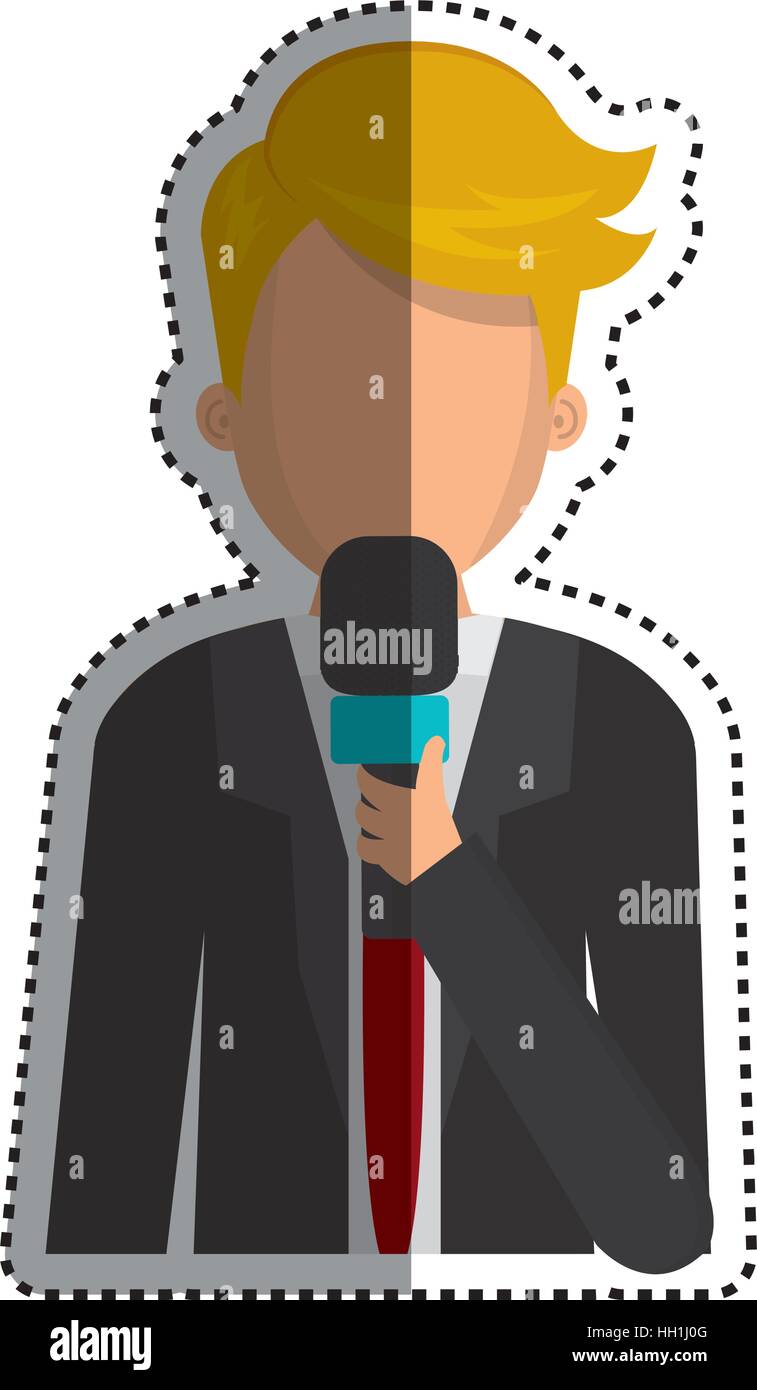 Journalist with microphone icon vector illustration graphic design ...