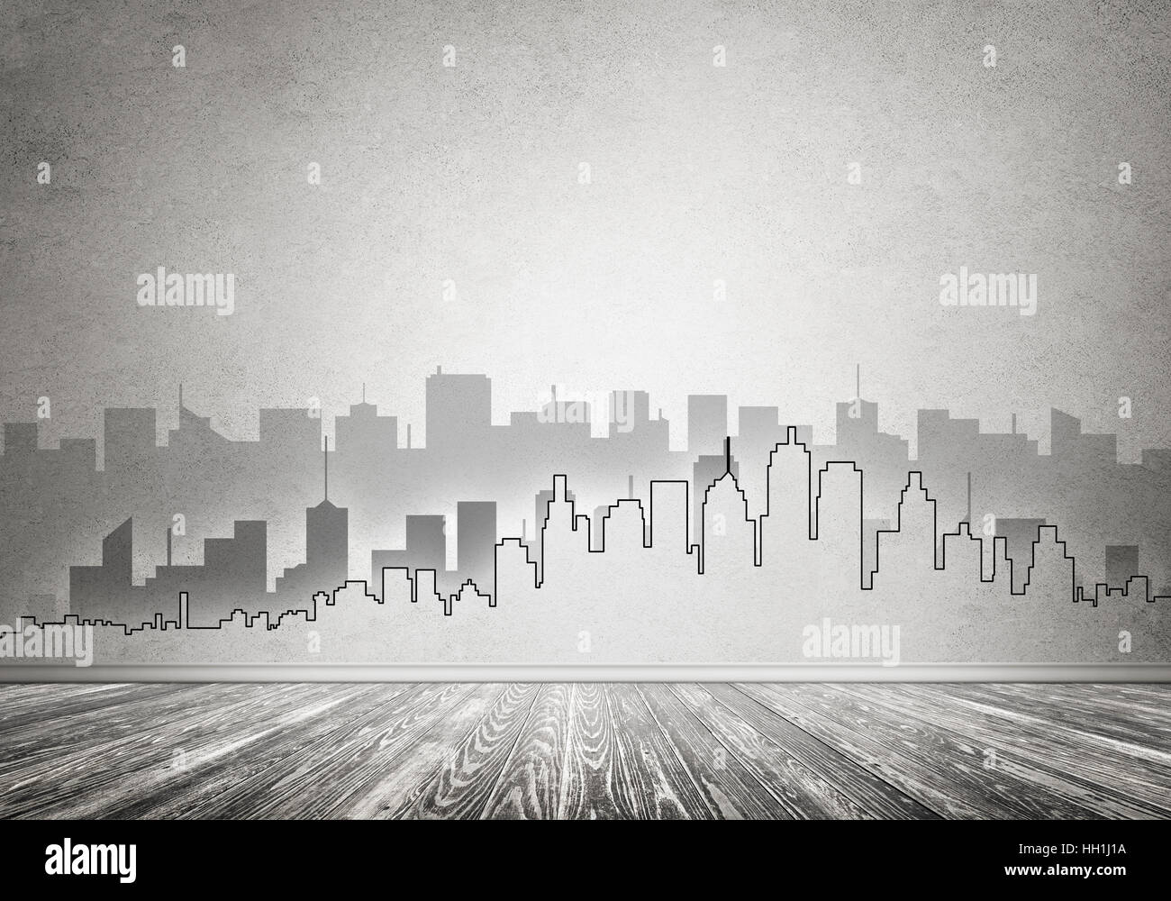 City design on wall Stock Photo - Alamy